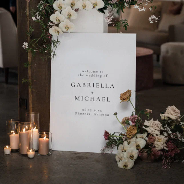 Elegant Modern Minimalist Simple Wedding Welcome Foam Board | Zazzle