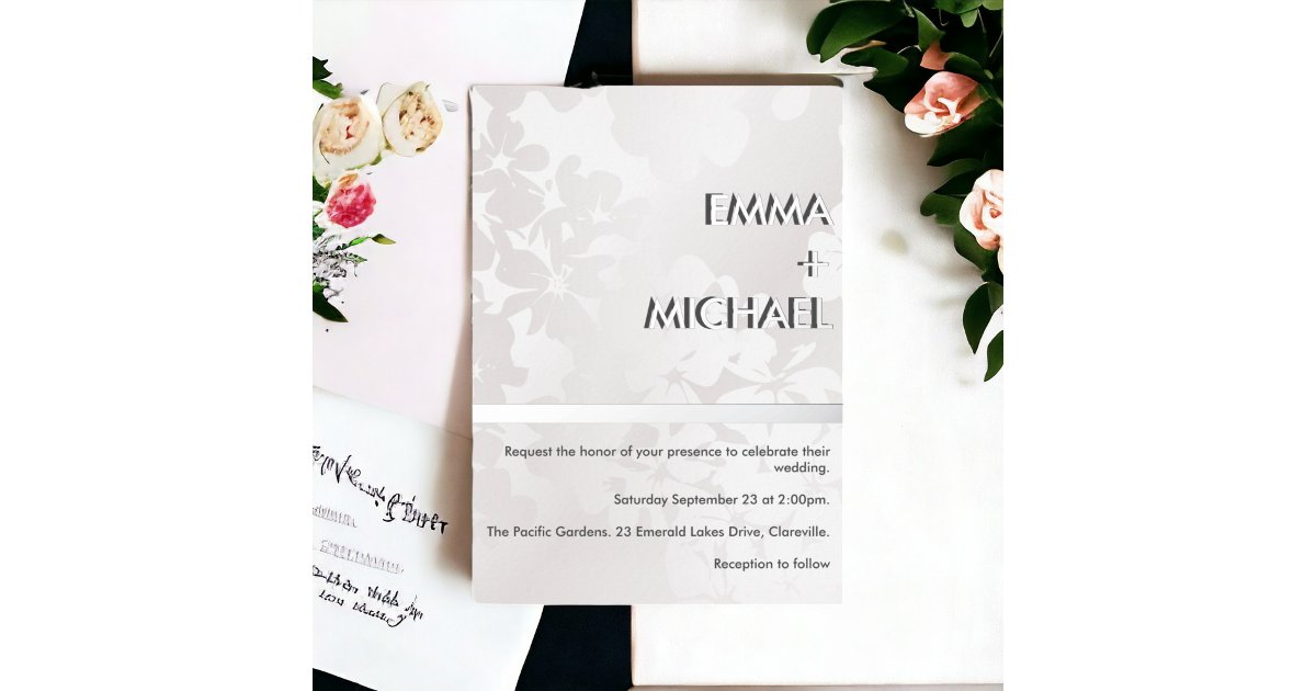 Elegant Modern Monochrome Silver Foil Invitation | Zazzle