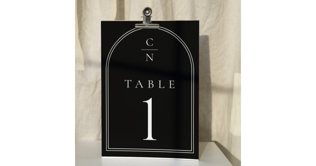 Elegant Modern Monogram Arch Wedding Table Number | Zazzle