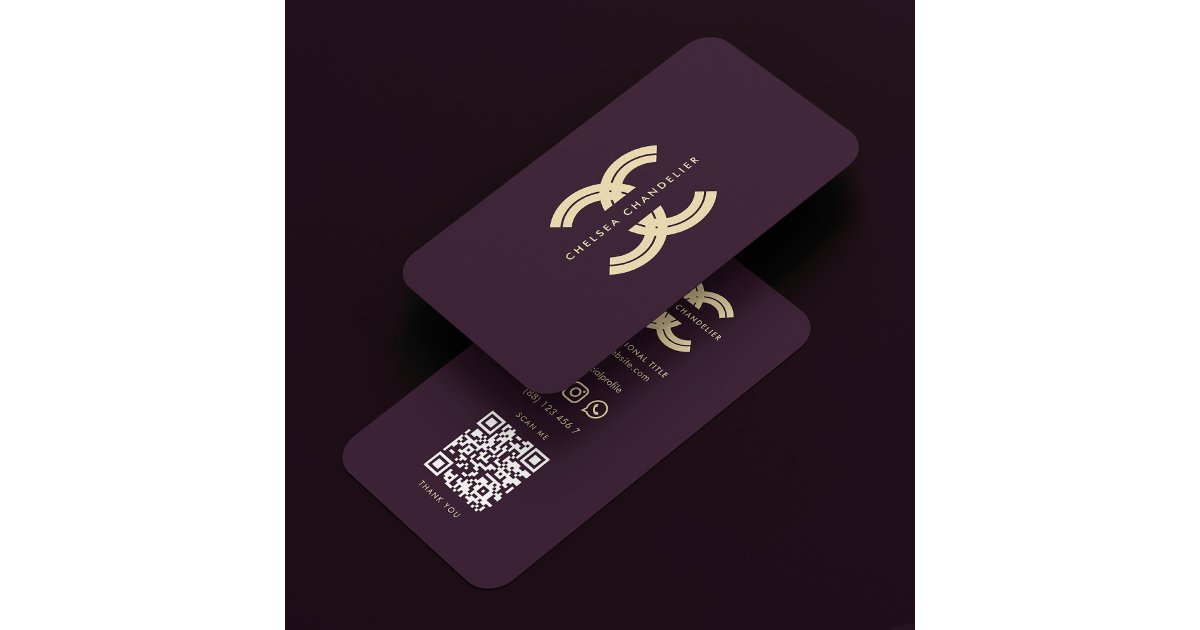 Elegant Modern Monogram C Luxury Purple Business Card | Zazzle
