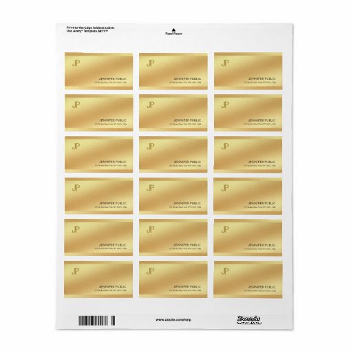 Elegant Modern Monogram Glam Shiny Gold Plain Label | Zazzle