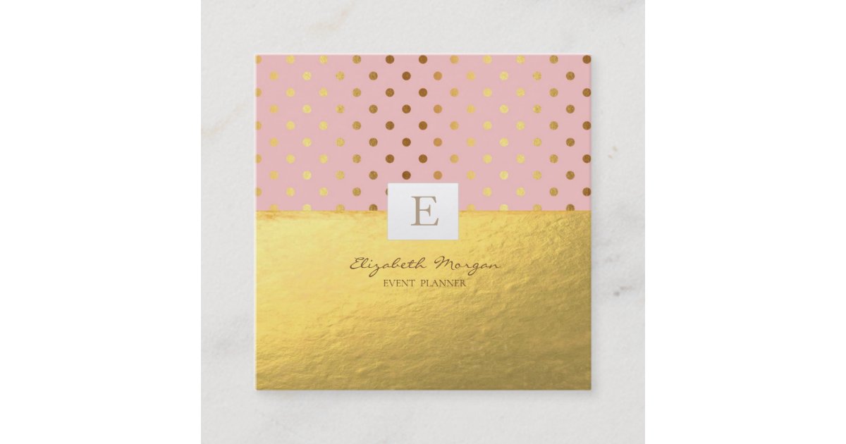 Elegant Modern Monogram Gold ,Dots Square Business Card | Zazzle