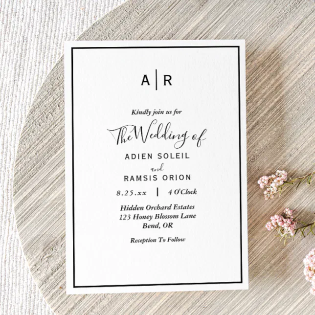 Elegant Modern Monogram Wedding Invitation | Zazzle
