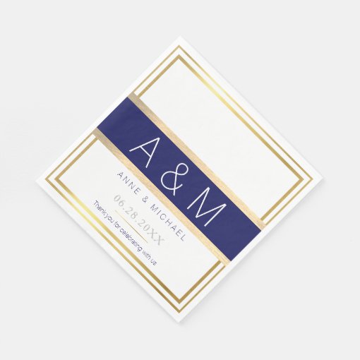 elegant / modern monogrammed wedding party paper napkins | Zazzle