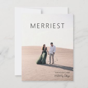 Elegant & Modern Mr & Mrs 2 Photos Christmas Holiday Card | Zazzle