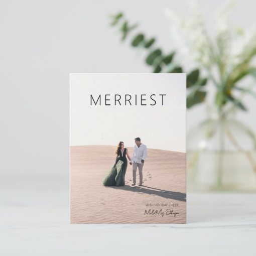 Elegant & Modern Mr & Mrs 2 Photos Christmas Holiday Card | Zazzle