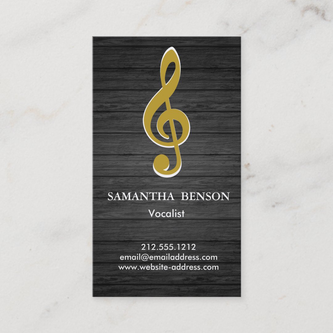 Elegant Modern Musical Clef Logo Vocalist Singer Business Card | Zazzle