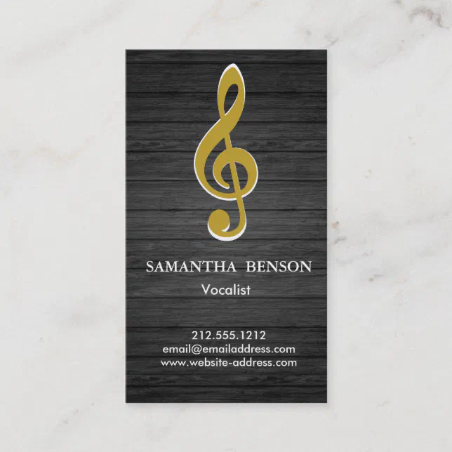 Elegant Modern Musical Clef Logo Vocalist Singer Business Card | Zazzle