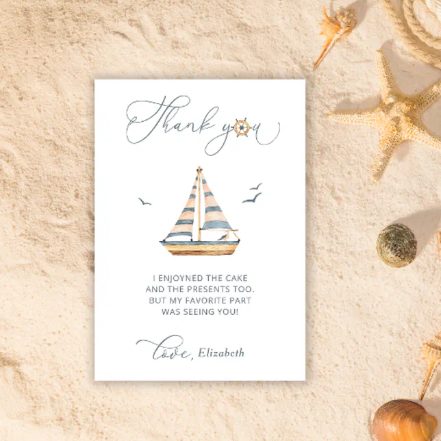 Elegant Modern Nautical Sailboat Thank You Card | Zazzle