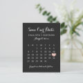 Elegant Modern Navy Blue Rose Gold Heart Calendar Announcement Postcard ...