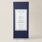Elegant Modern Navy Blue Wedding Welcome Retractable Banner | Zazzle