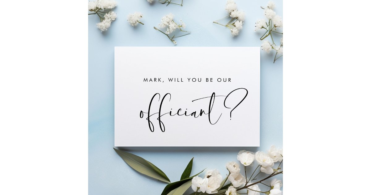 Elegant & Modern Officiant proposal card | Zazzle