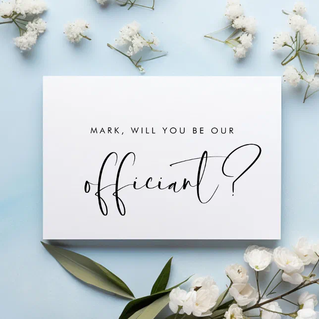 Elegant & Modern Officiant proposal card | Zazzle