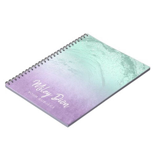 Elegant modern ombre purple & mint glitter marble notebook | Zazzle