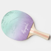 Elegant modern ombre purple & mint glitter marble ping pong paddle | Zazzle