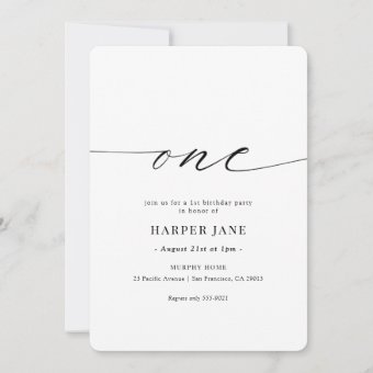 Elegant Modern One 1st Birthday Invitation | Zazzle