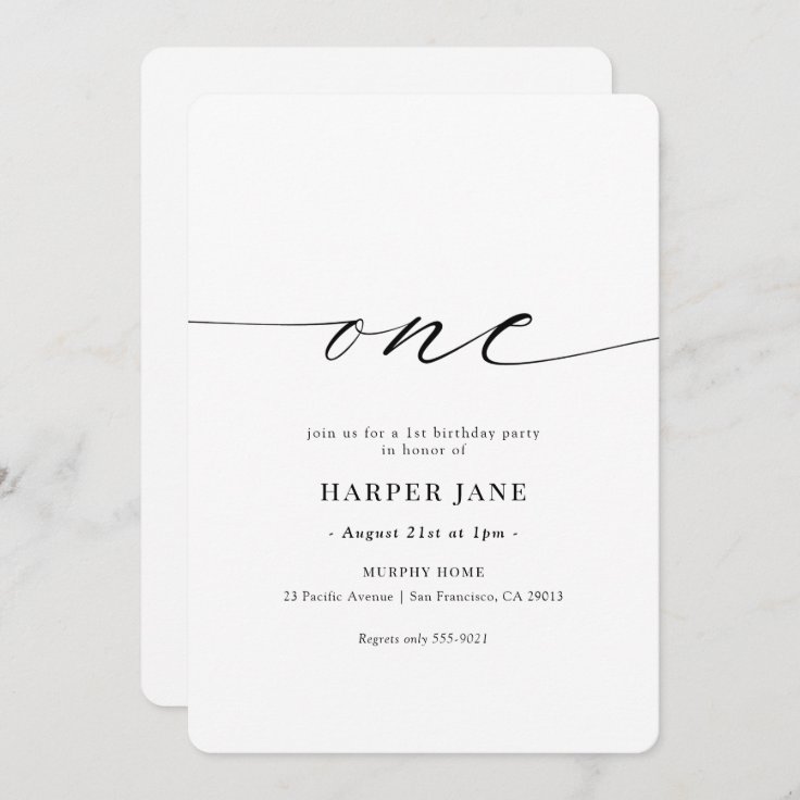 Elegant Modern One 1st Birthday Invitation | Zazzle