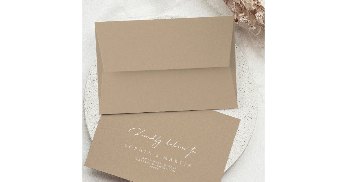 Elegant Modern Pale Taupe RSVP Return Address Envelope | Zazzle