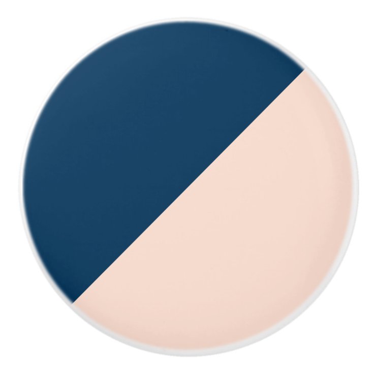 elegant modern pastel peach navy blue color block ceramic knob | Zazzle