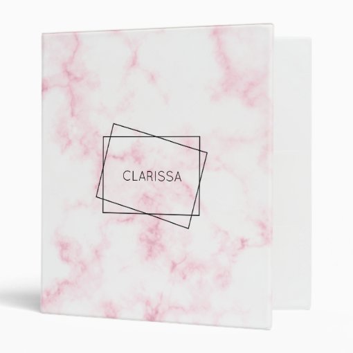 elegant modern pastel pink and white faux marble binder | Zazzle