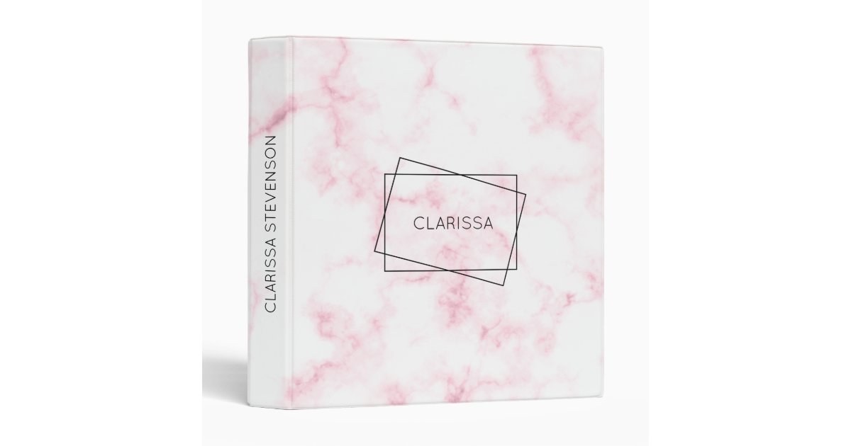 elegant modern pastel pink and white faux marble binder | Zazzle