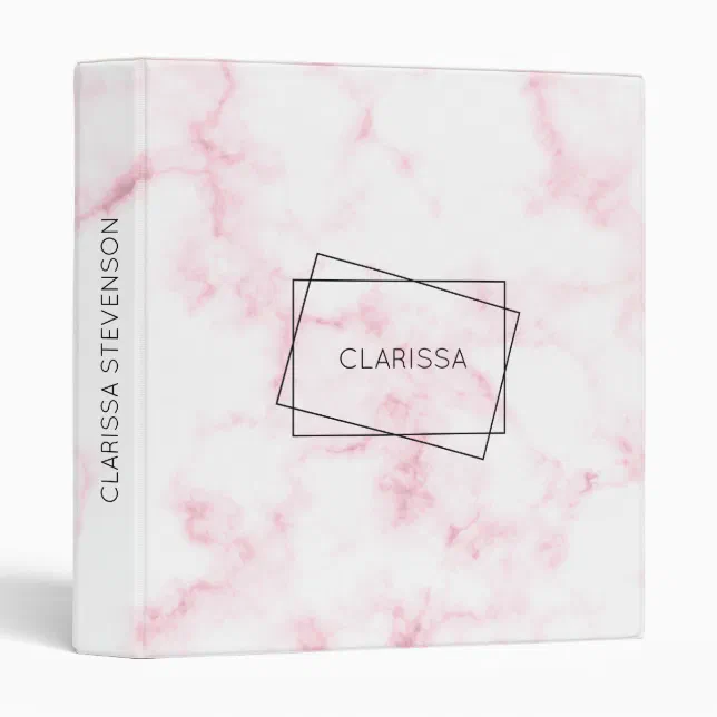 elegant modern pastel pink and white faux marble binder | Zazzle