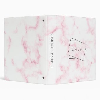 elegant modern pastel pink and white faux marble binder | Zazzle