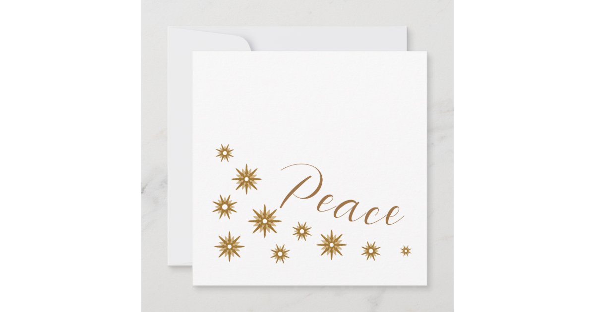 Elegant Modern Peace Gold Star Holiday Card | Zazzle