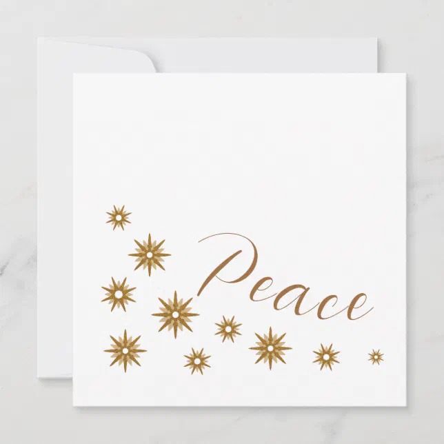 Elegant Modern Peace Gold Star Holiday Card | Zazzle