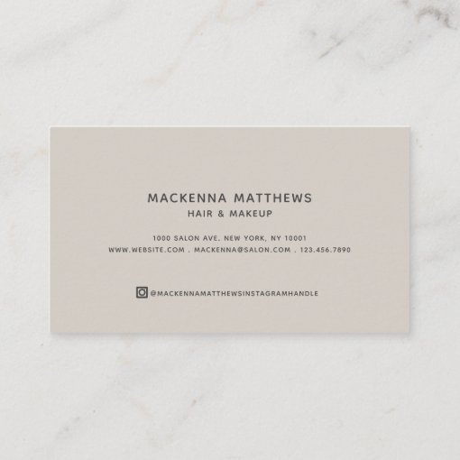 Elegant Modern Personalized Name Beige Hair Salon Business Card | Zazzle