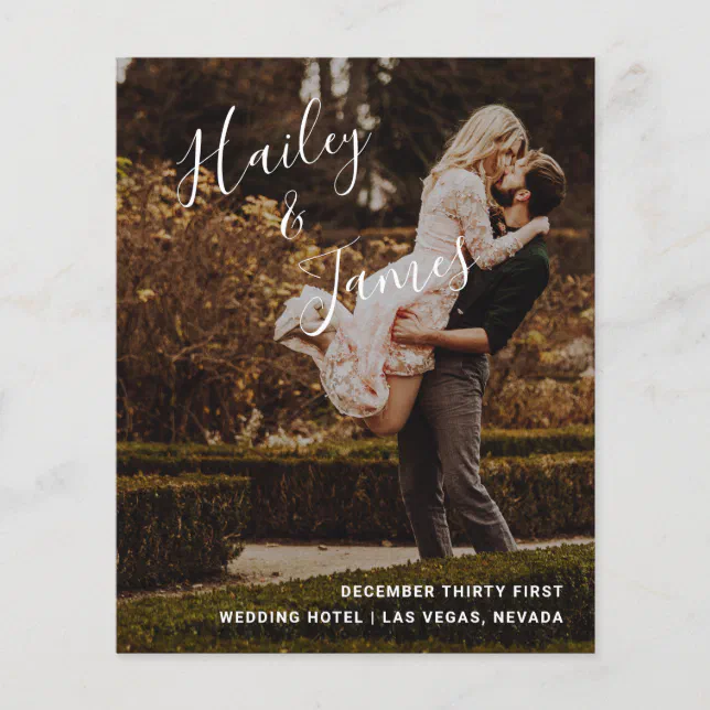 Elegant Modern Photo Budget Wedding Program Flyer | Zazzle