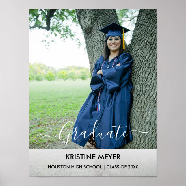 Elegant Modern Photo Graduation Poster | Zazzle