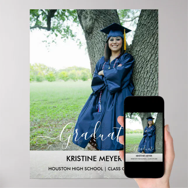 Elegant Modern Photo Graduation Poster | Zazzle