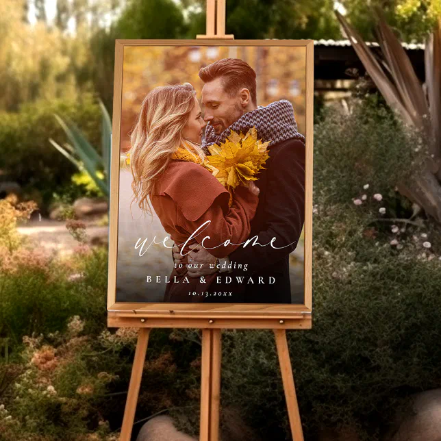 Elegant Modern Photo Simple Wedding Welcome Poster | Zazzle