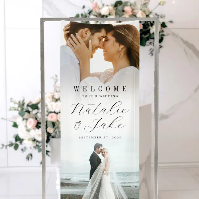 Elegant Modern Photo Wedding Banner | Zazzle