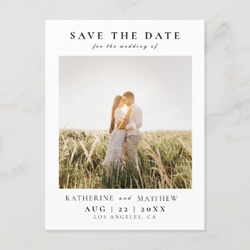 Elegant Modern Photo Wedding Save The Date Announcement Postcard | Zazzle
