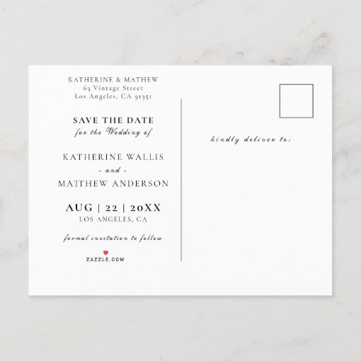 Elegant Modern Photo Wedding Save The Date Announcement Postcard | Zazzle