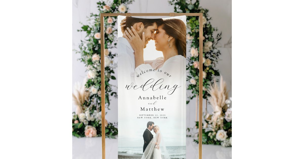 Elegant Modern Photo Wedding Welcome Banner | Zazzle