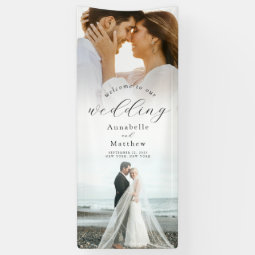 Elegant Modern Photo Wedding Welcome Banner | Zazzle