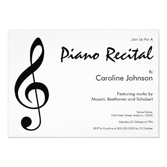 Elegant Modern Piano Music Recital Concert Invitation | Zazzle.com
