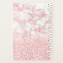 Elegant modern pink rose gold glitter marble planner | Zazzle