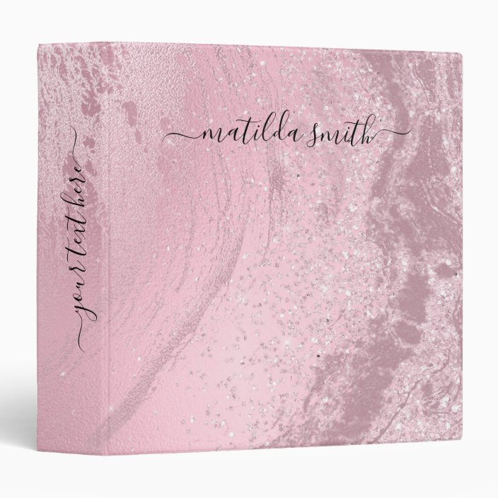 Elegant modern pink rose gold marble glitter 3 ring binder | Zazzle.com