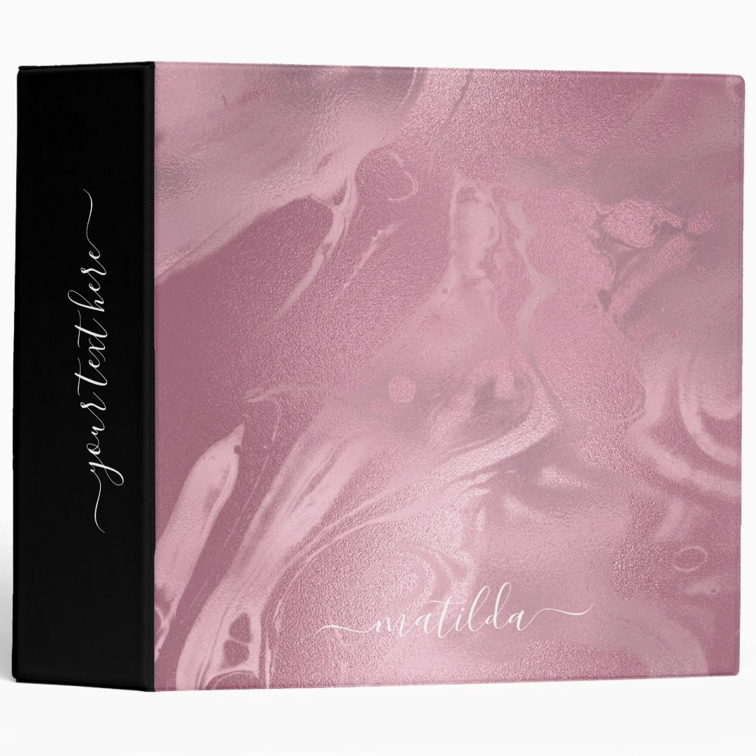 Elegant modern pink rose gold marble look 3 ring binder | Zazzle