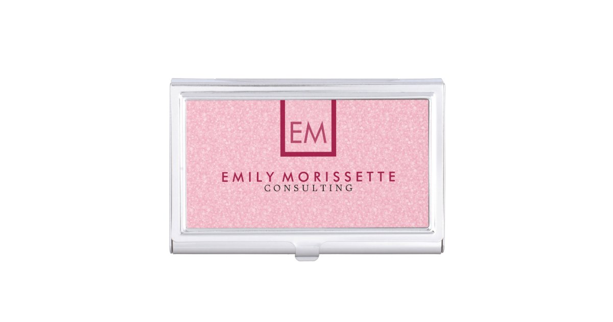 Elegant Modern Plain Pink Glitter And Red Business Card Case | Zazzle