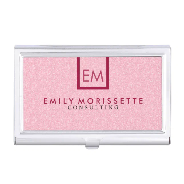 Elegant Modern Plain Pink Glitter And Red Business Card Case | Zazzle