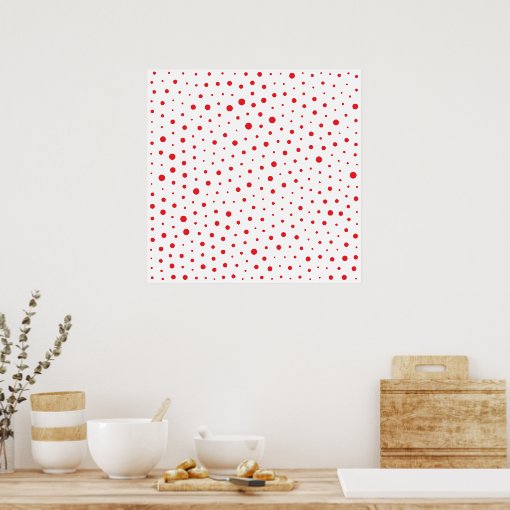Elegant Modern Polka Dots -Red- Customize BG Poster | Zazzle