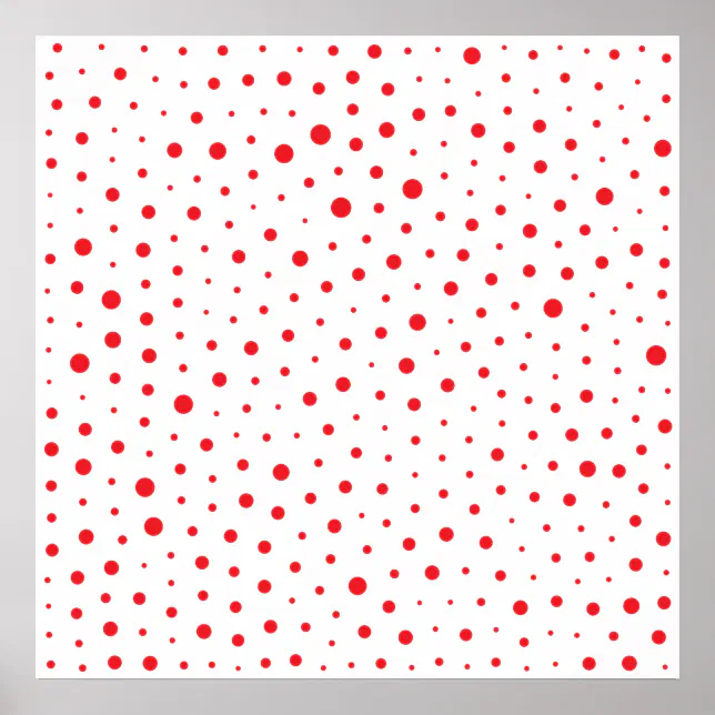 Elegant Modern Polka Dots -Red- Customize BG Poster | Zazzle