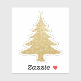 Elegant modern pretty gold glitter Christmas tree Sticker | Zazzle