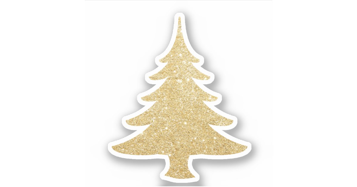 Elegant modern pretty gold glitter Christmas tree Sticker | Zazzle