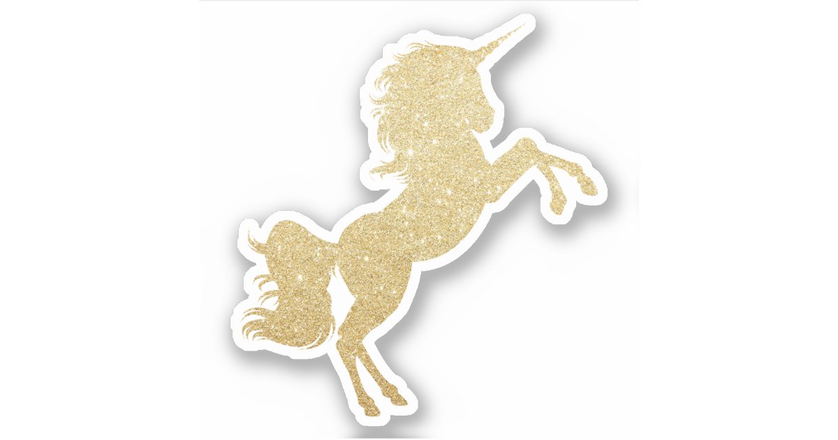 Elegant modern pretty gold glitter unicorn sticker | Zazzle